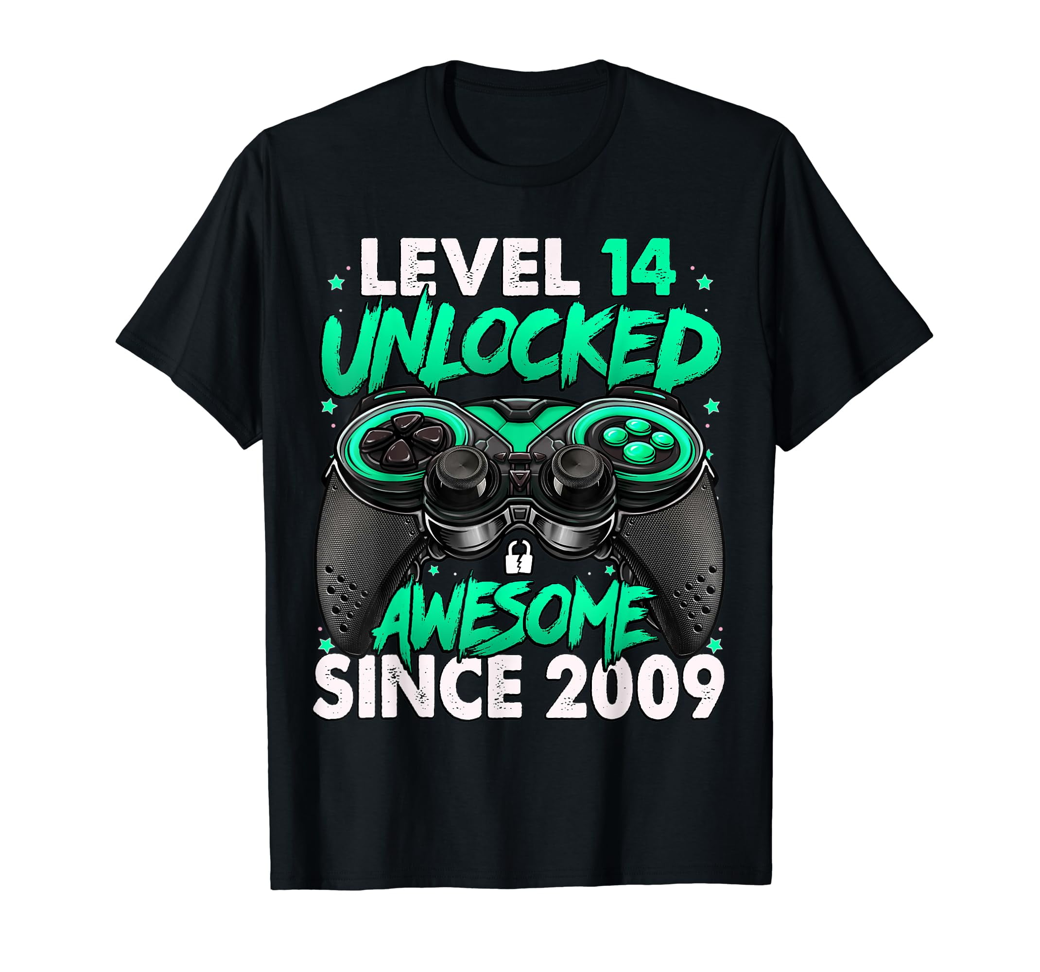 Level 14 Unlocked Awesome Since 2009 14th Birthday Gaming T-Shirt ...