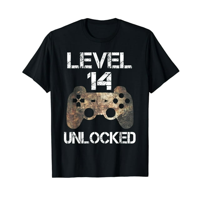 Level 14 Unlocked Boys 14th Birthday 14 Year Old Gamer T-Shirt ...