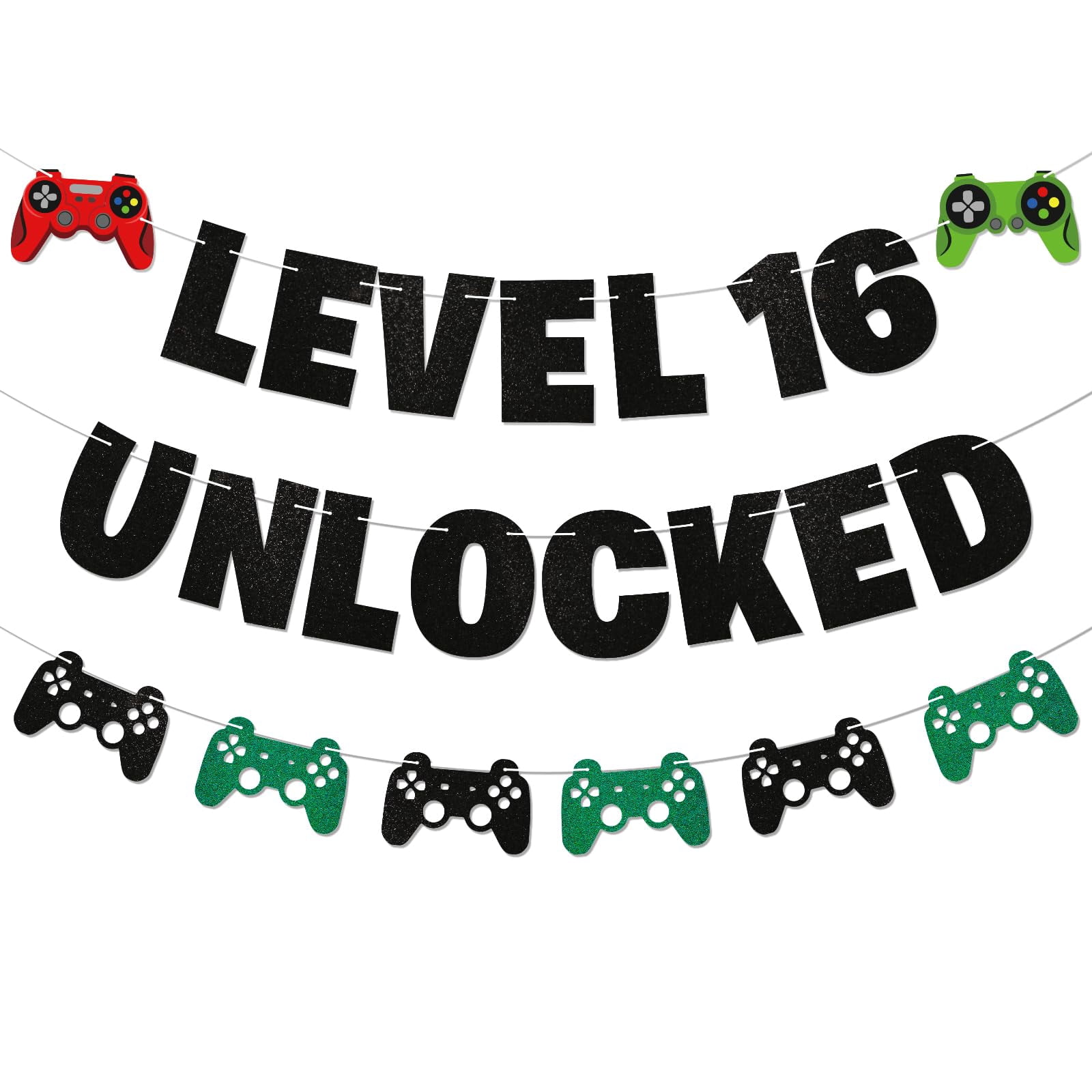 Level 16 Unlocked AJH3 Banner - Video Game Theme 16th Party Decor, Time ...