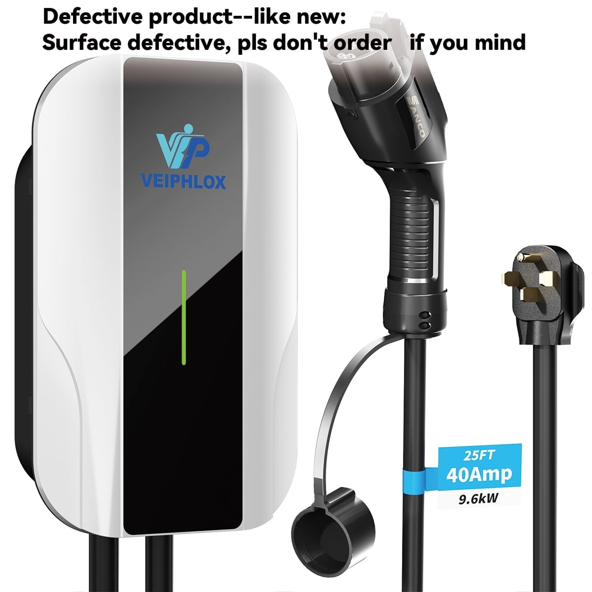 EV Charger Level 2, Current 40Amp Power 9.6kW EV Charger, J1772 ...