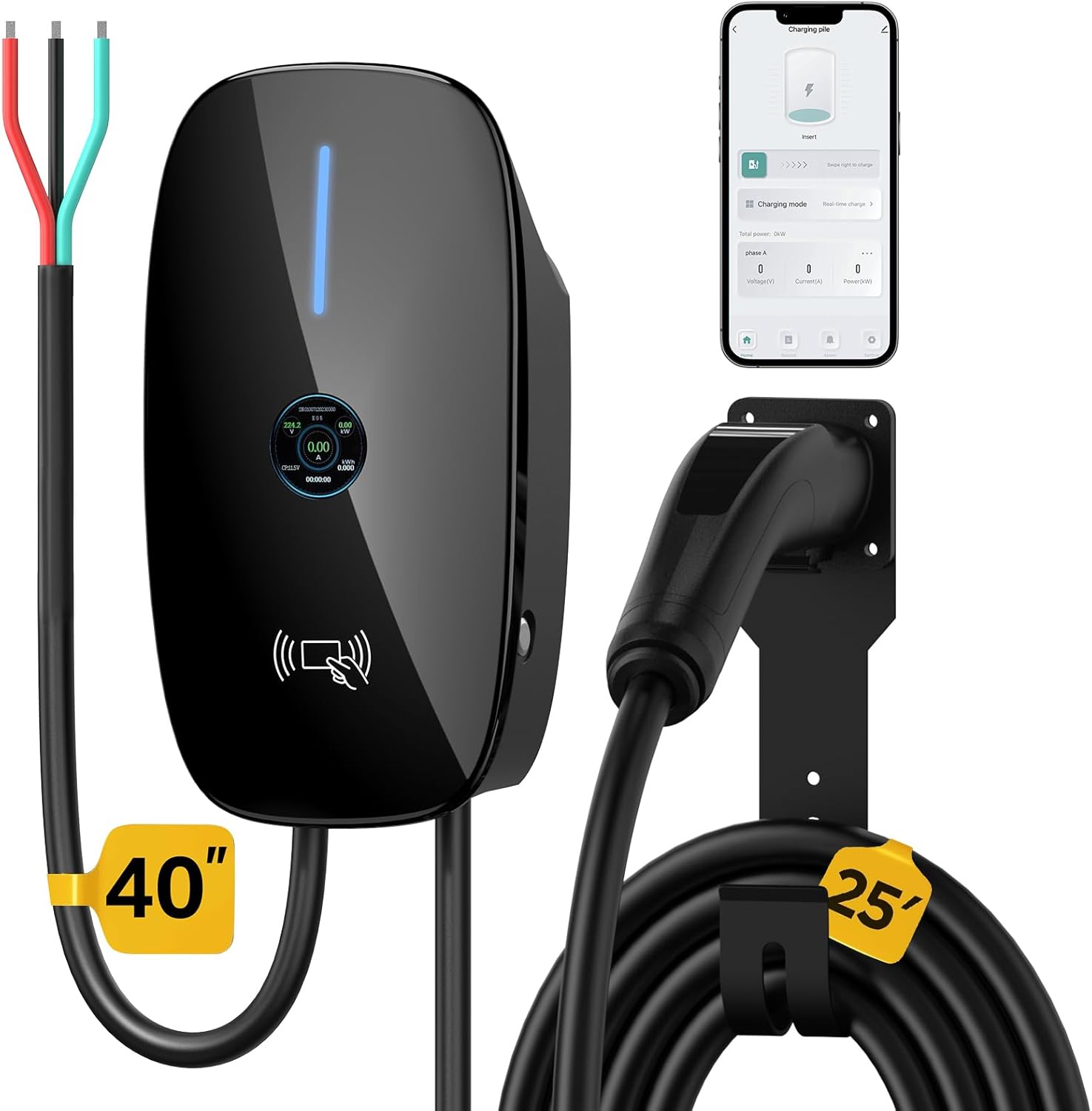 Level 2 EV Charger, 48 Amp Fast Electric Vehicle Charging Station with ...