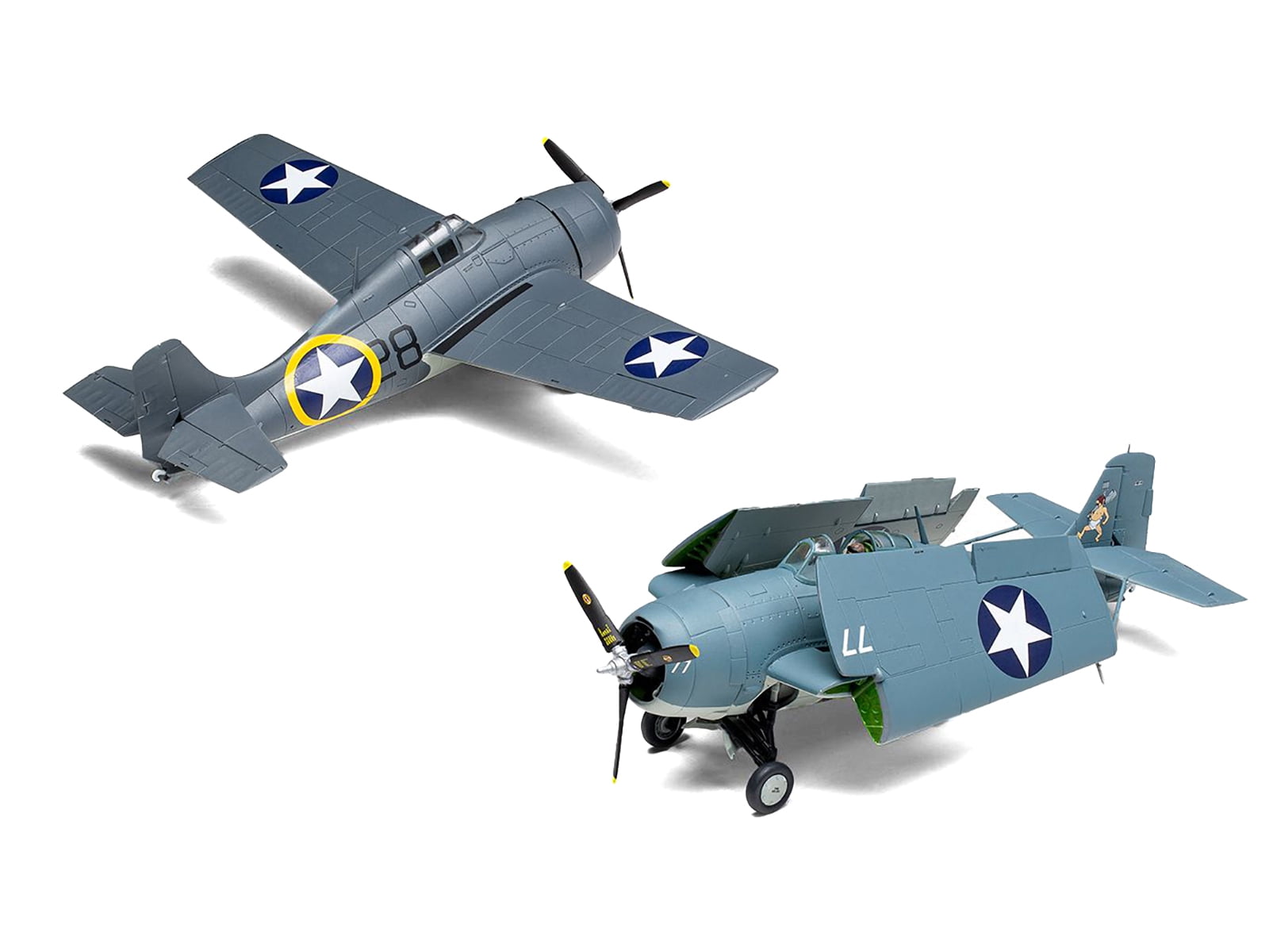 Level 2 Model Kit Grumman F4F-4 Wildcat Fighter Aircraft with 2 Scheme ...