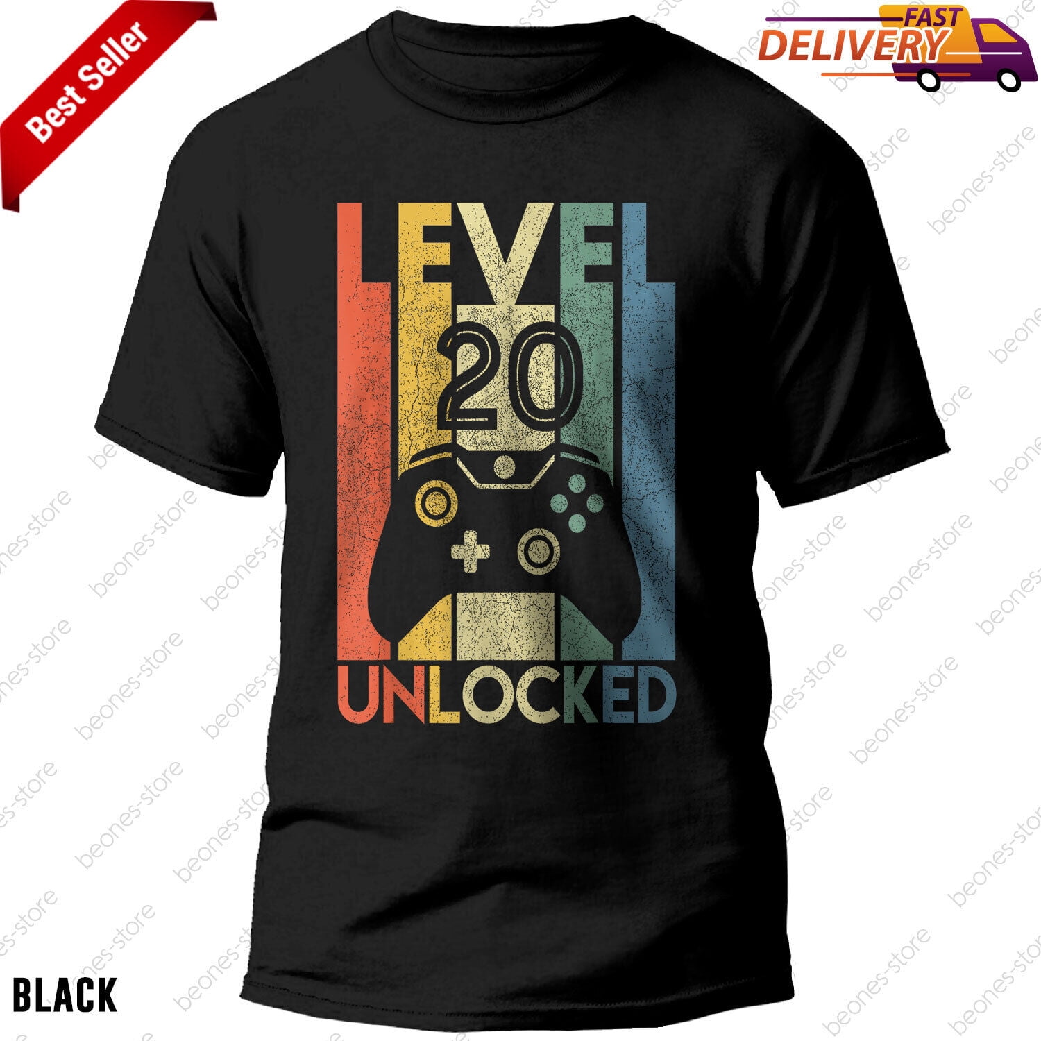 Level 20 Unlocked Video Game T-Shirt for Gamers Celebrating Their 20th ...