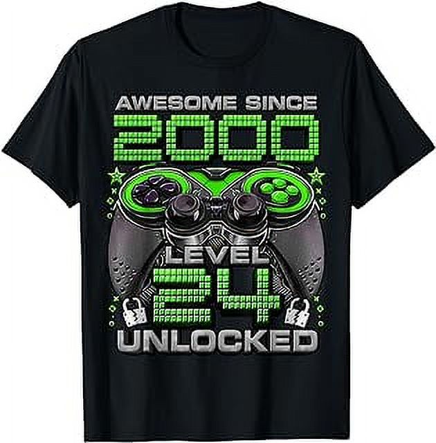 Level 24 Unlocked Awesome Since 2000 Gaming 24th Birthday T-Shirt ...