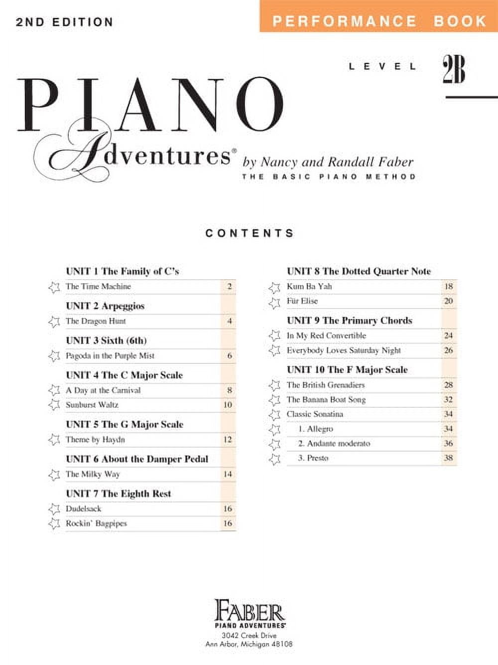 Level 2B - Performance Book - 2nd Edition Piano Adventures® - Walmart.com