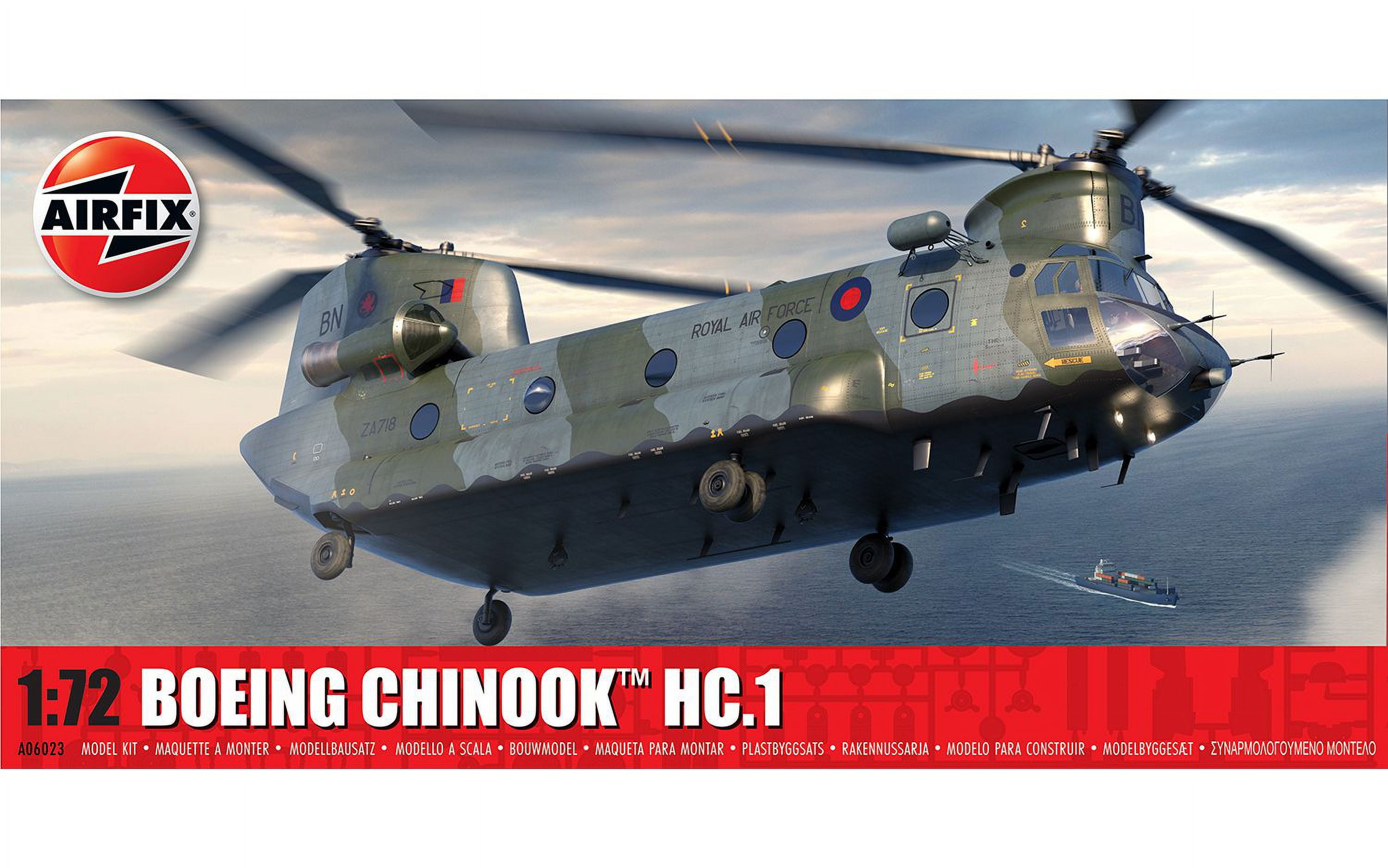 Level 3 Model Kit Boeing Chinook HC.1 Helicopter with 2 Scheme Options 1/72 Plastic Model Kit by ...
