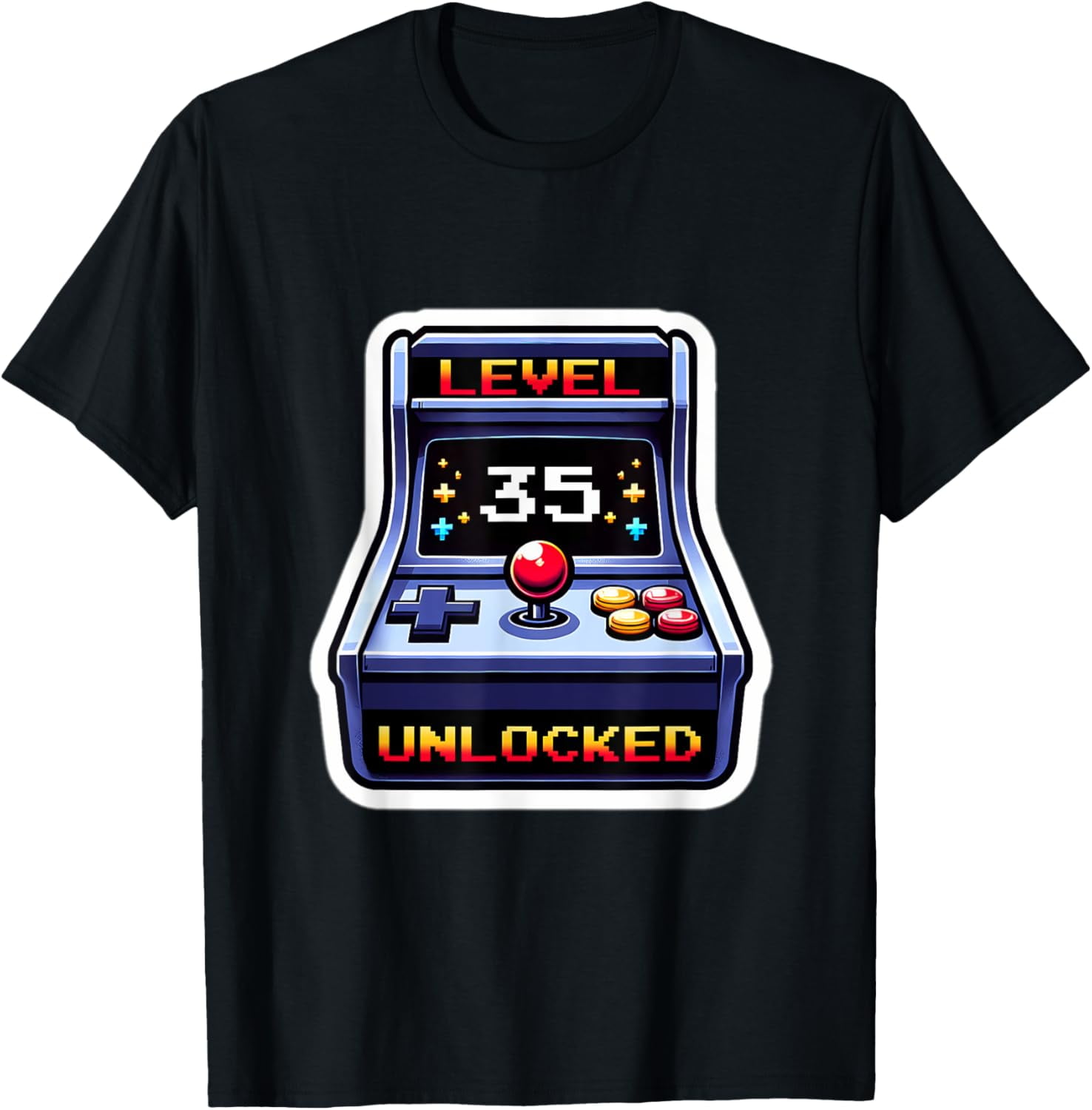 Level 35 unlocked, retro vintage gamer 35th birthday Arcade T-Shirt men ...