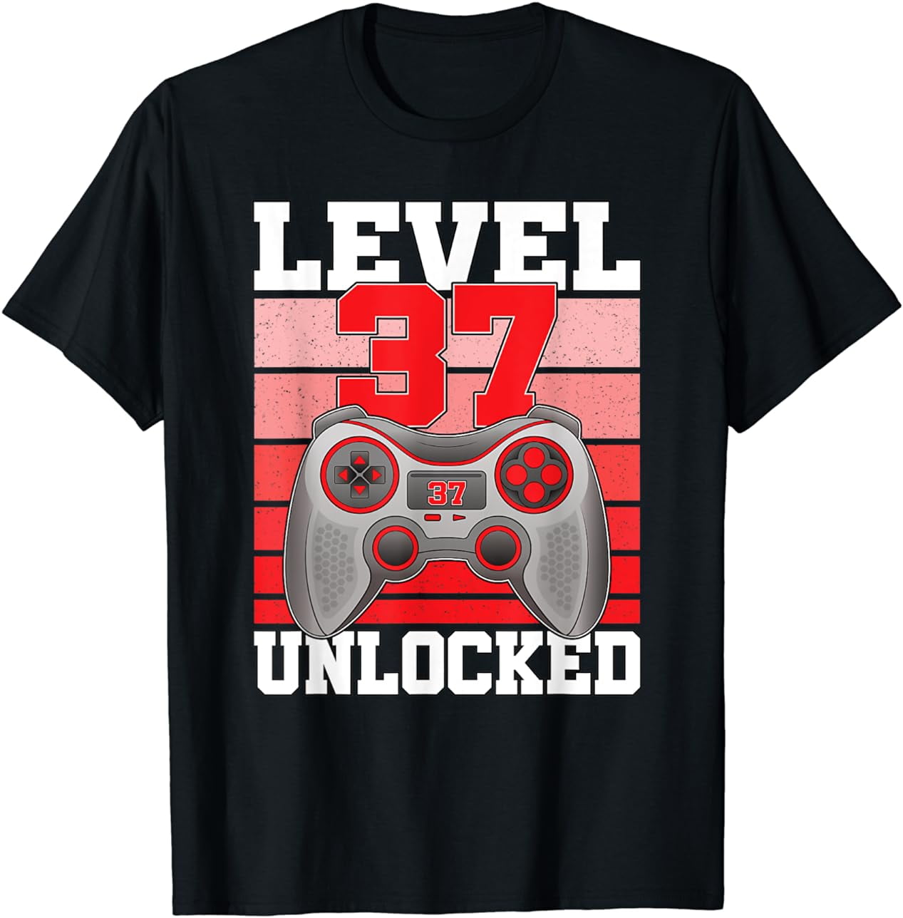 Level 37 Unlocked 37th Birthday Gaming 37 Years Old Gamer T-Shirt ...