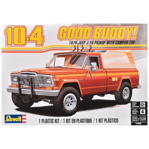 Level 4 Model Kit 1979 Jeep J-10 Pickup Truck with Camper Top 1/24 ...