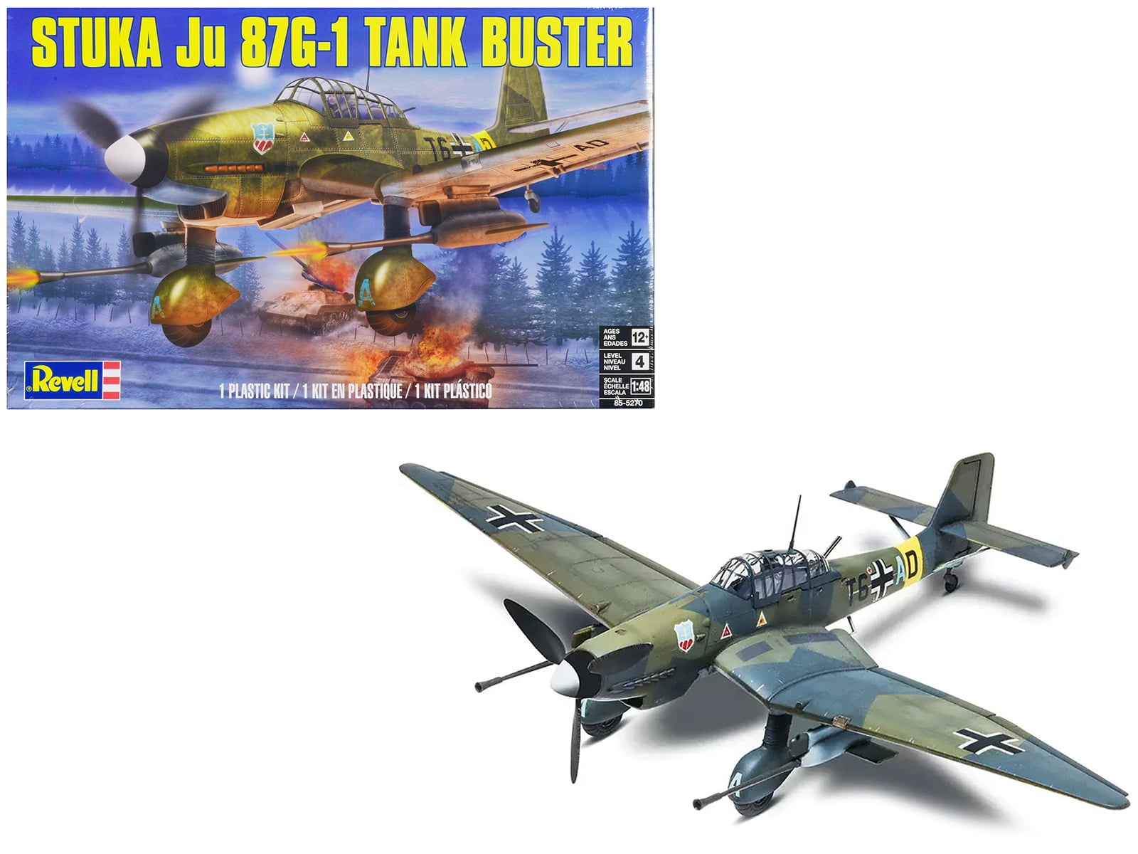 Level 4 Model Kit Junkers STUKA JU 87G-1 Tank Buster Bomber Aircraft 1/48 Scale Model by Revell ...