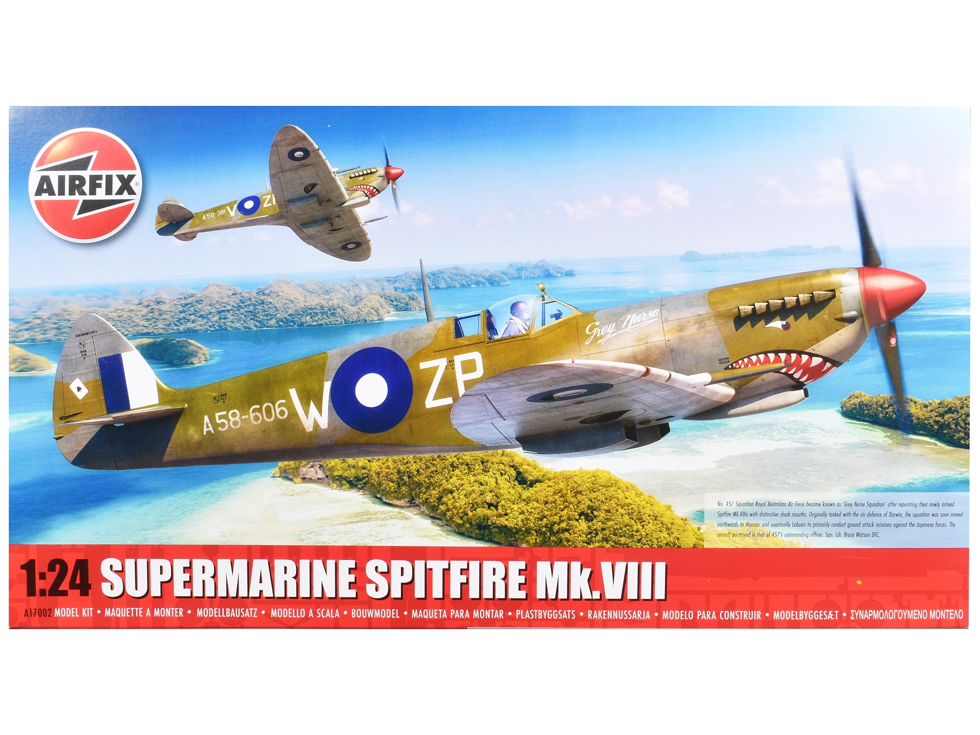 Level 4 Model Kit Supermarine Spitfire Mk.VIII Fighter Aircraft with 3 Scheme Options 1/24 ...