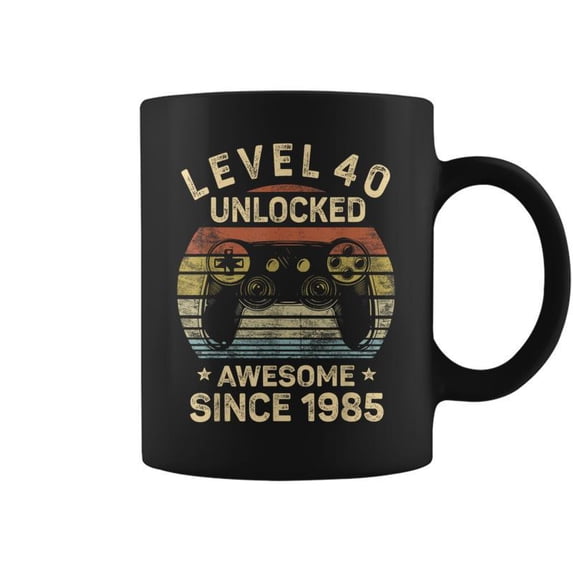 Level 40 Unlocked 40Th Birthday 40 Year Old Gamer Bday Coffee Mugs ...
