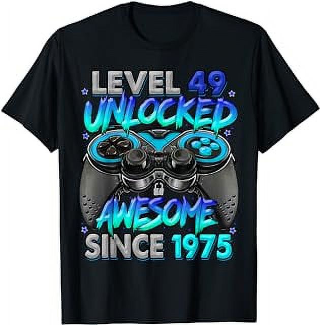 Level 49 Unlocked Awesome Since 1975 Gaming 49th Birthday T-Shirt - Walmart.com