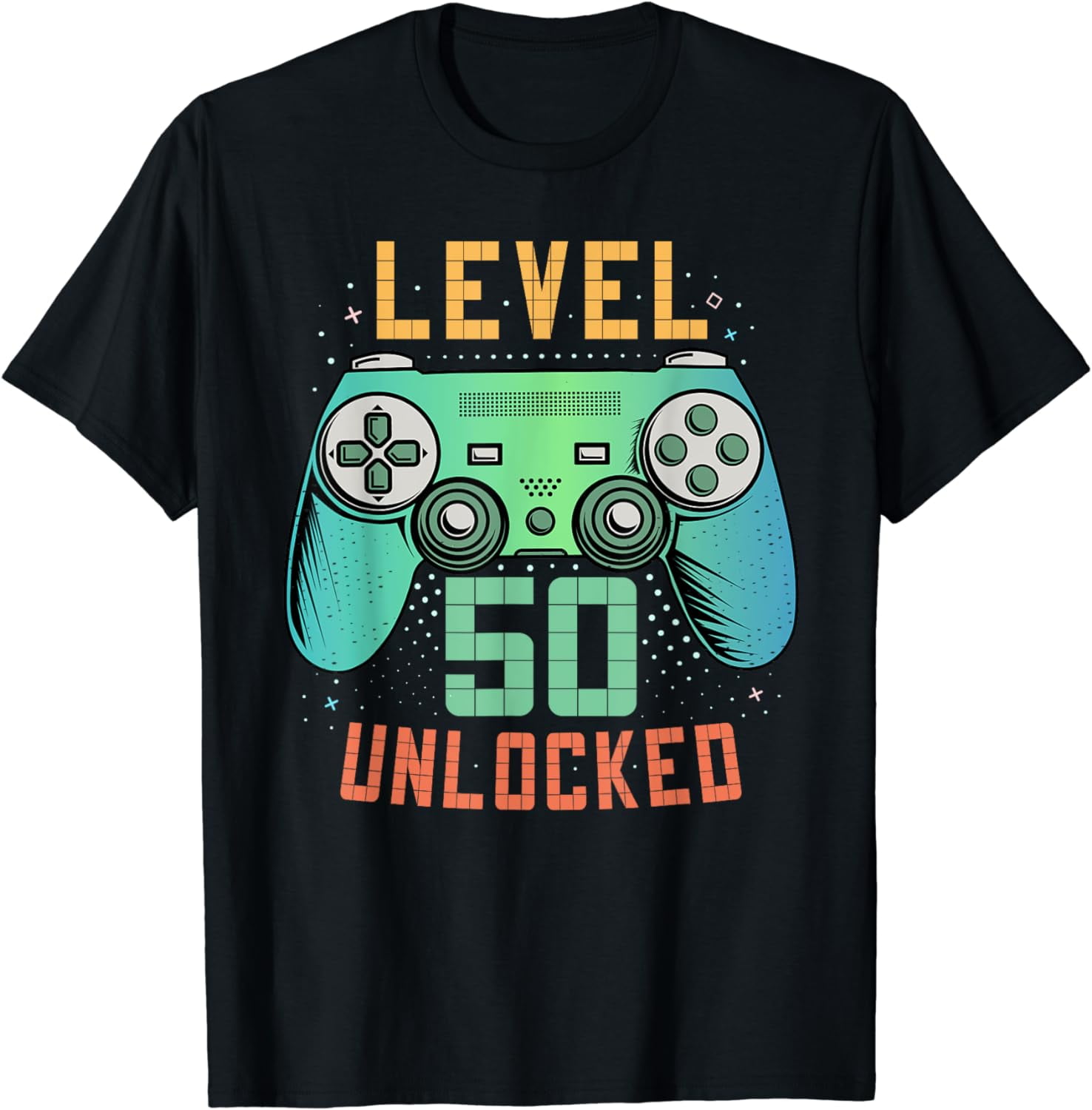Level 50 Unlocked 50th Birthday Gamer Gifts 50 Year Old Male T-Shirt ...