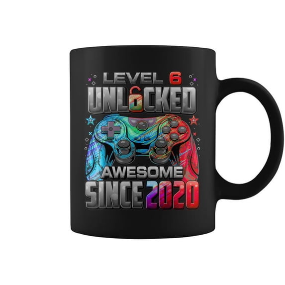 Level 6 Unlocked Awesome Since 2020 6Th Birthday Gaming Coffee Mugs ...