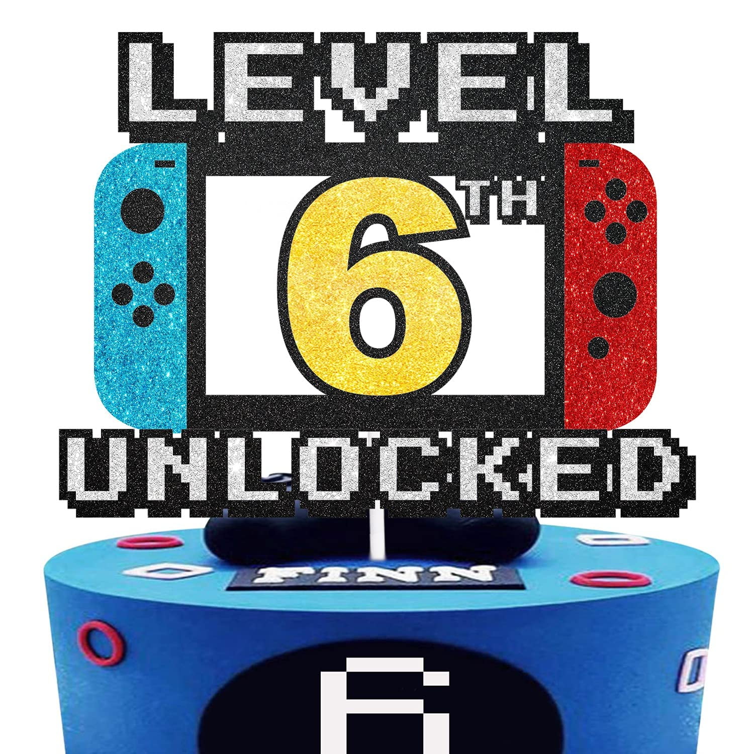 Level 6th Unlocked PresNok Cake Topper - Level 6th game Sign Theme ...