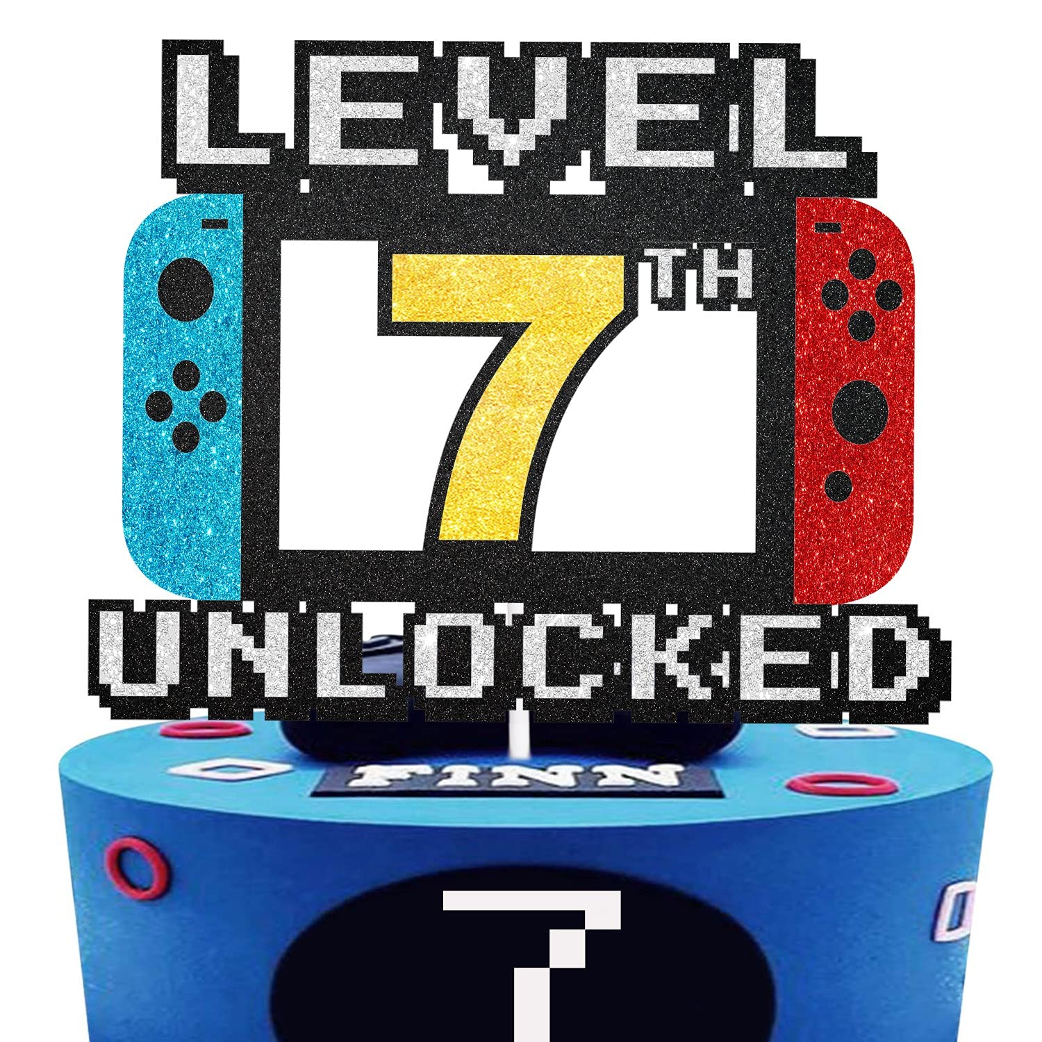 Level 7th Unlocked Cake MMF7 Topper - Level 7th game Sign Theme Party ...