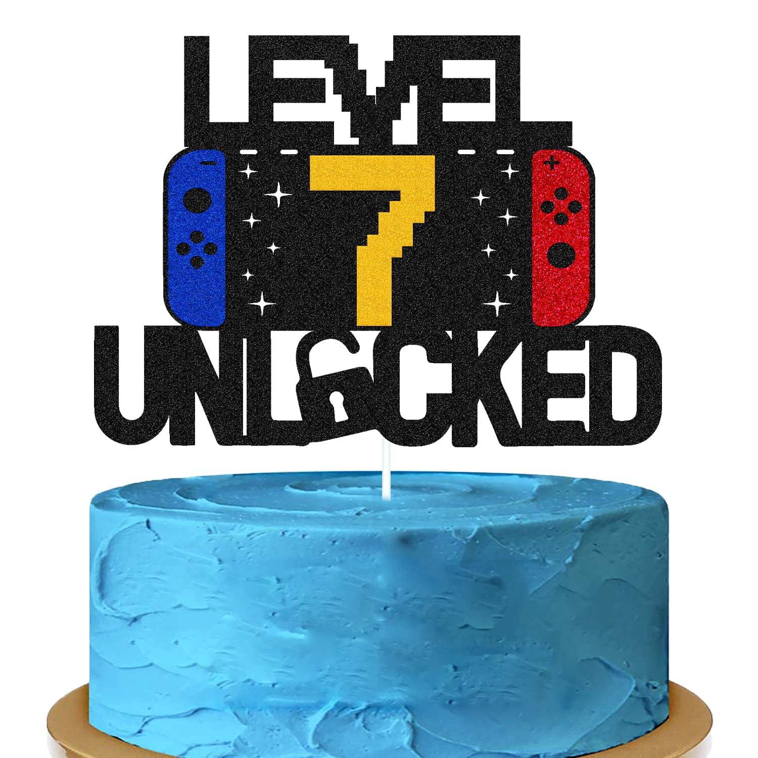 Level 7th Unlocked Sign Cake Topper TVS1 Happy 7th Birthday Level Up ...