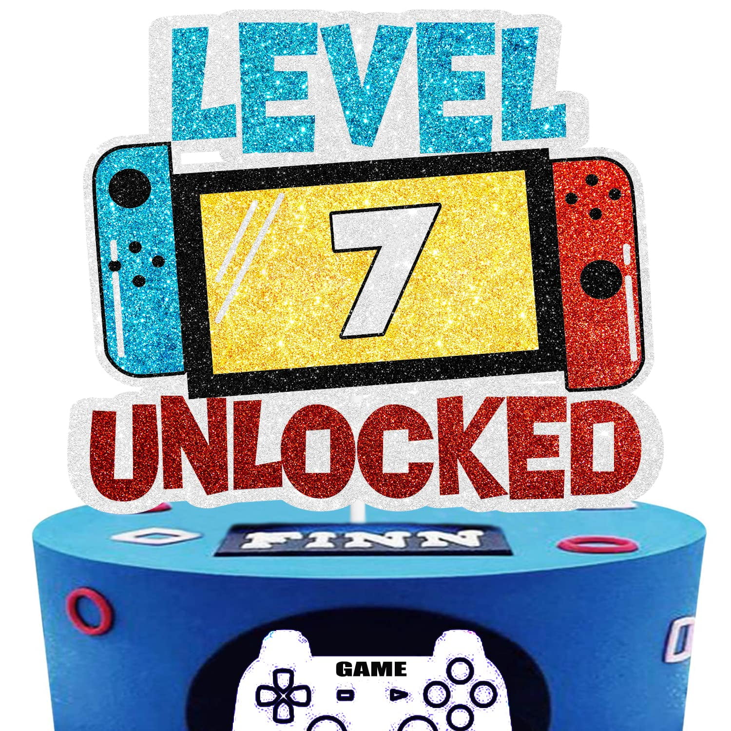Level 7th Unlocked TWE5 Cake Topper - Electronic Games Theme Boys ...