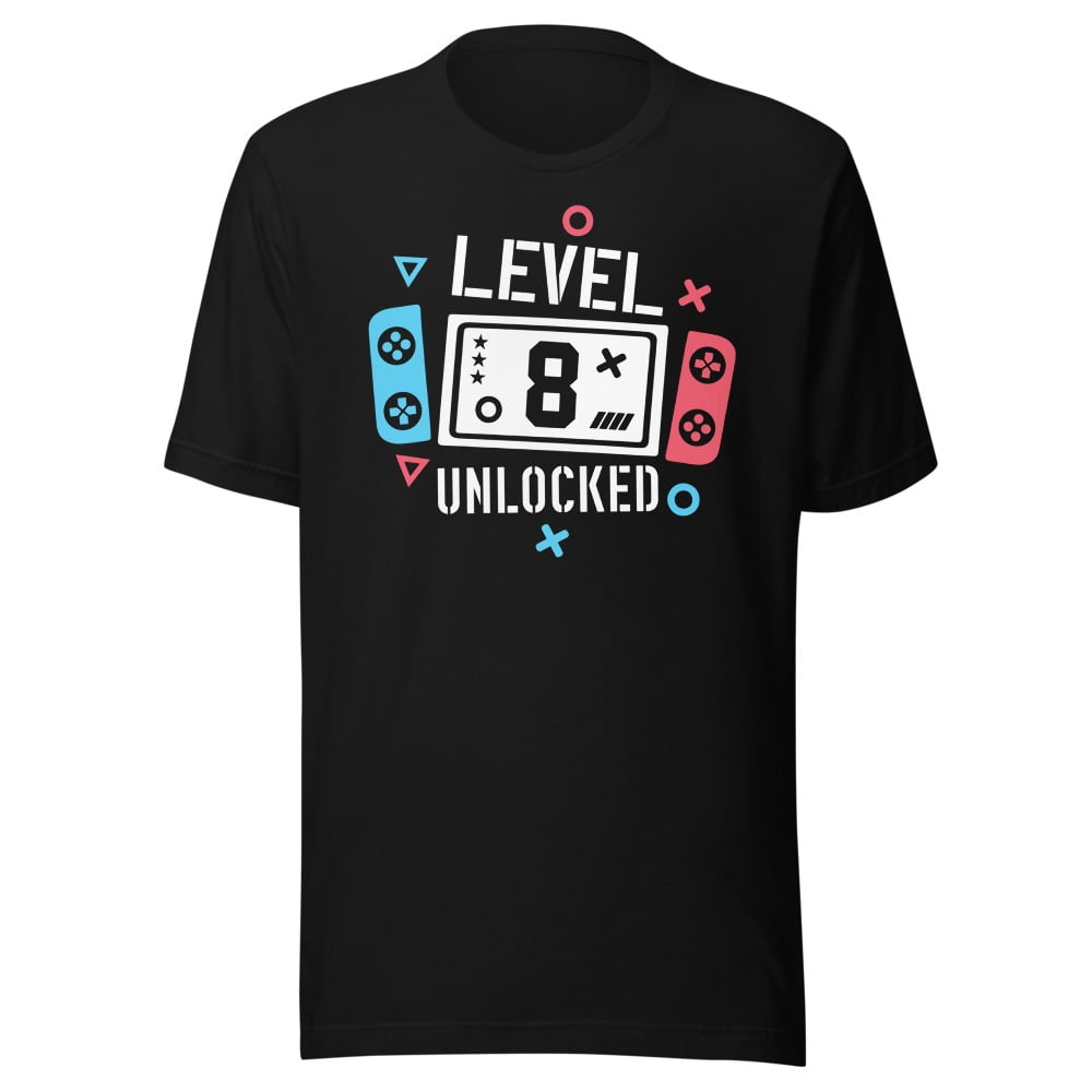 Level 8 Gamer unlocked, gamer design Unisex t-shirt (Black, 4XL) - Walmart.com