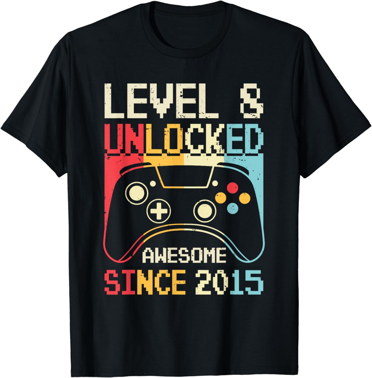Level 8 Unlocked Video Game 8th Birthday Gamer Boys Kids T-Shirt ...