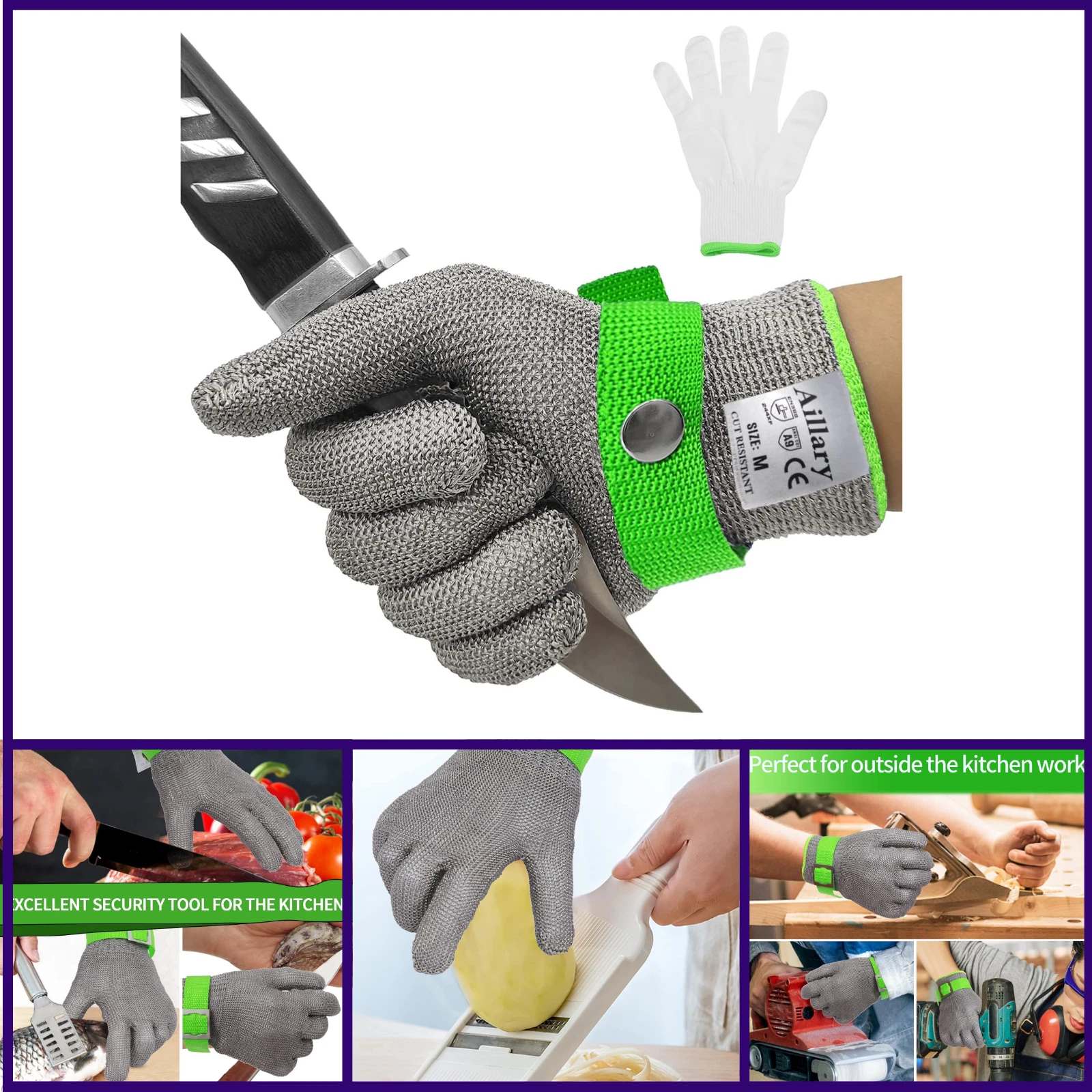 Level 9 Cut Resistant Wire Metal Mesh Meat Cutting,Oyster Shucking ...