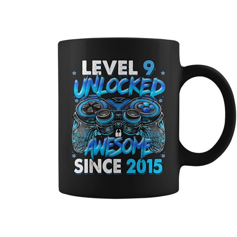Level 9 Unlocked Awesome Since 2015 Gaming 9Th Birthday Coffee Mugs ...