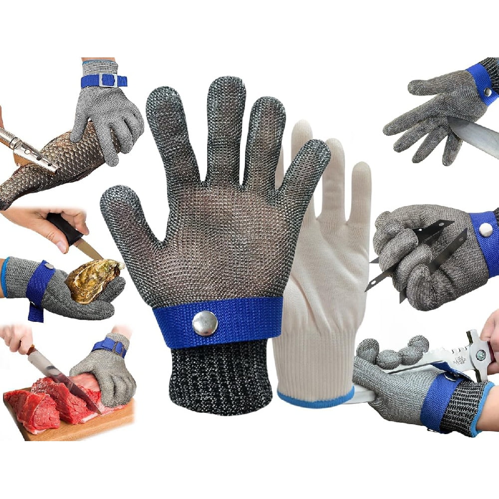 Level 9 stainless steel mesh metal glove, food grade cut-proof safety ...