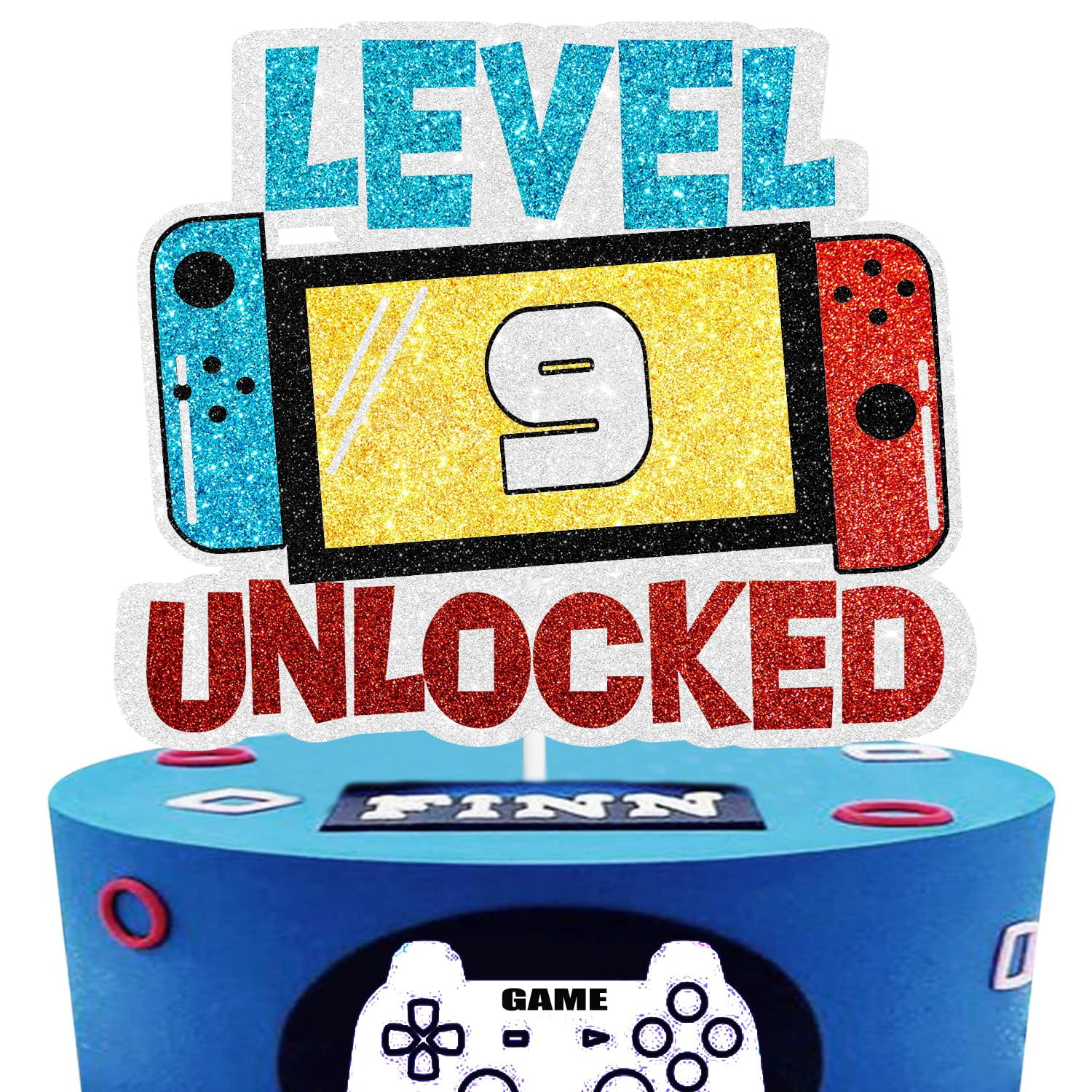 Level 9th Unlocked Cake Topper - TVS1 Electronic Games Theme Boys ...