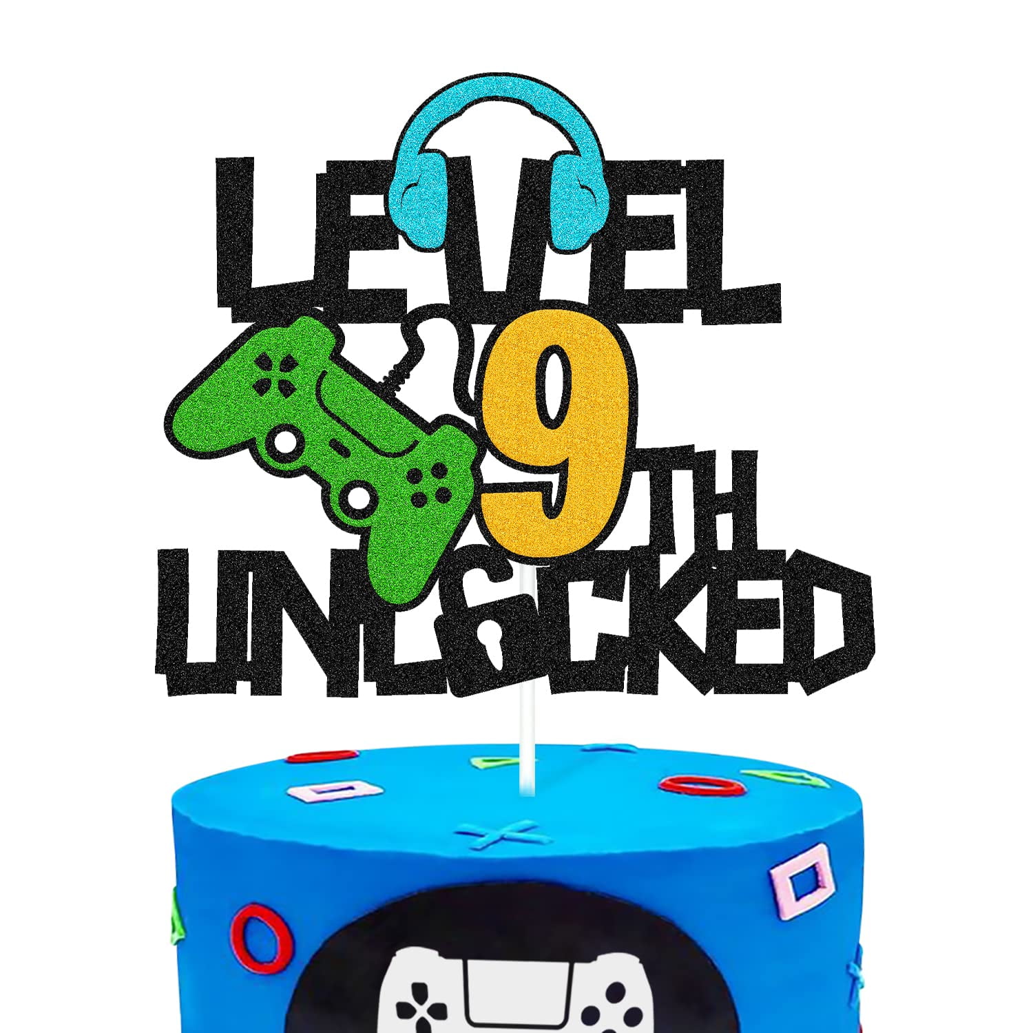 Level 9th UnlockedTRDN Cake Topper, Happy 9th Birthday Level Up Cake ...