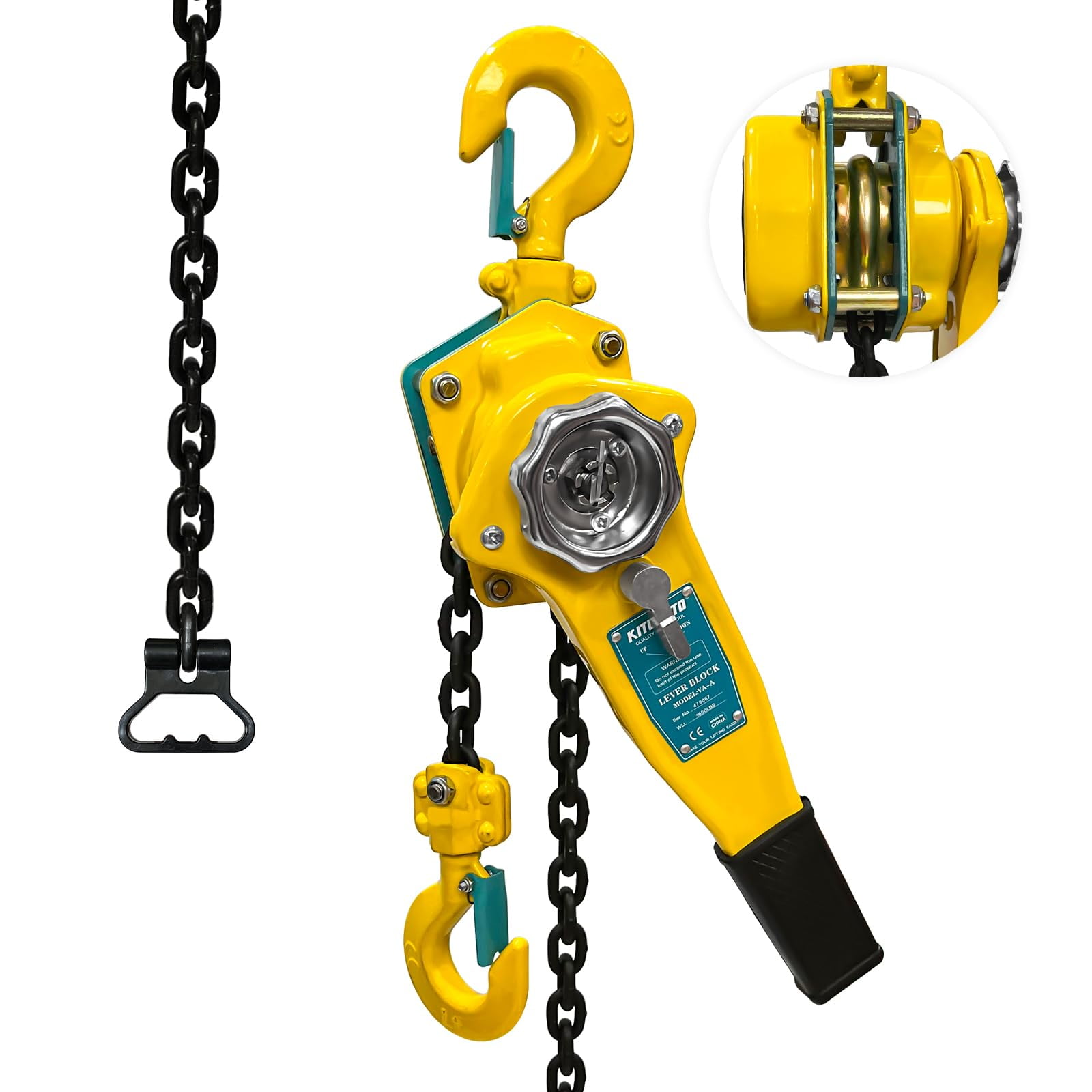 Level Chain Hoist 1650LBs 10FT - 3/4 Ton Manual Block Chain Puller ...