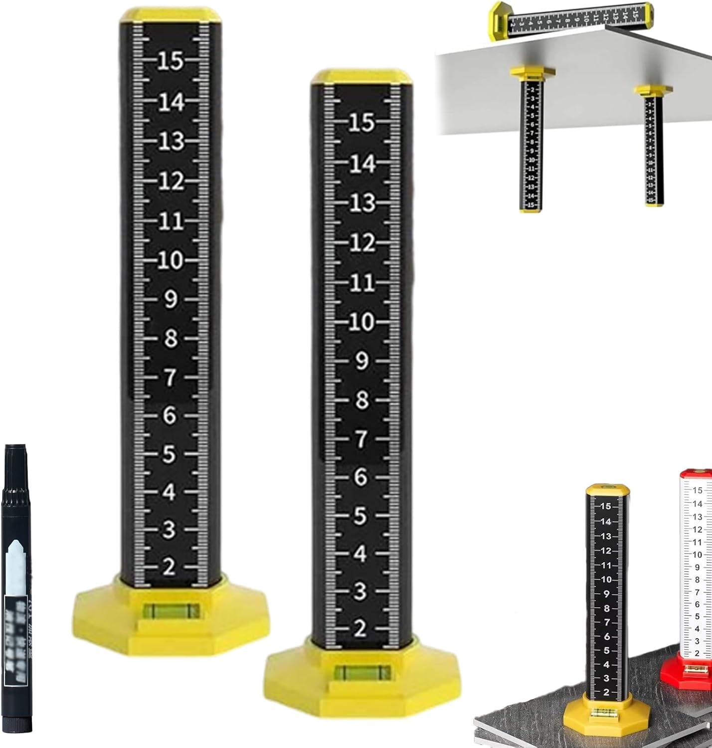 Level Gauge Height Marking Ruler, Ceiling Leveling Tool with Magnetic ...