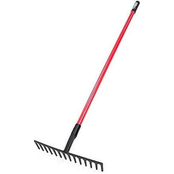 Level Head Rake with Fiberglass Shaft – Heavy Duty Garden Tool for ...