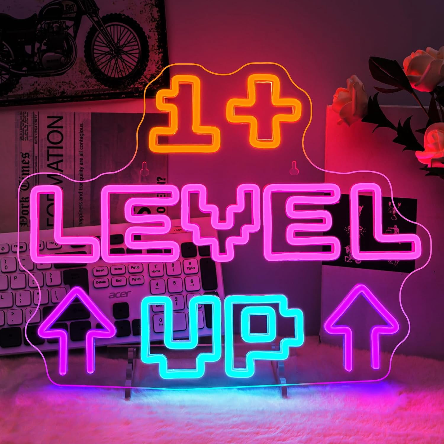 Level Up Neon Sign Gamer Lights Gaming Wall Decor for Gaming Rooms ...