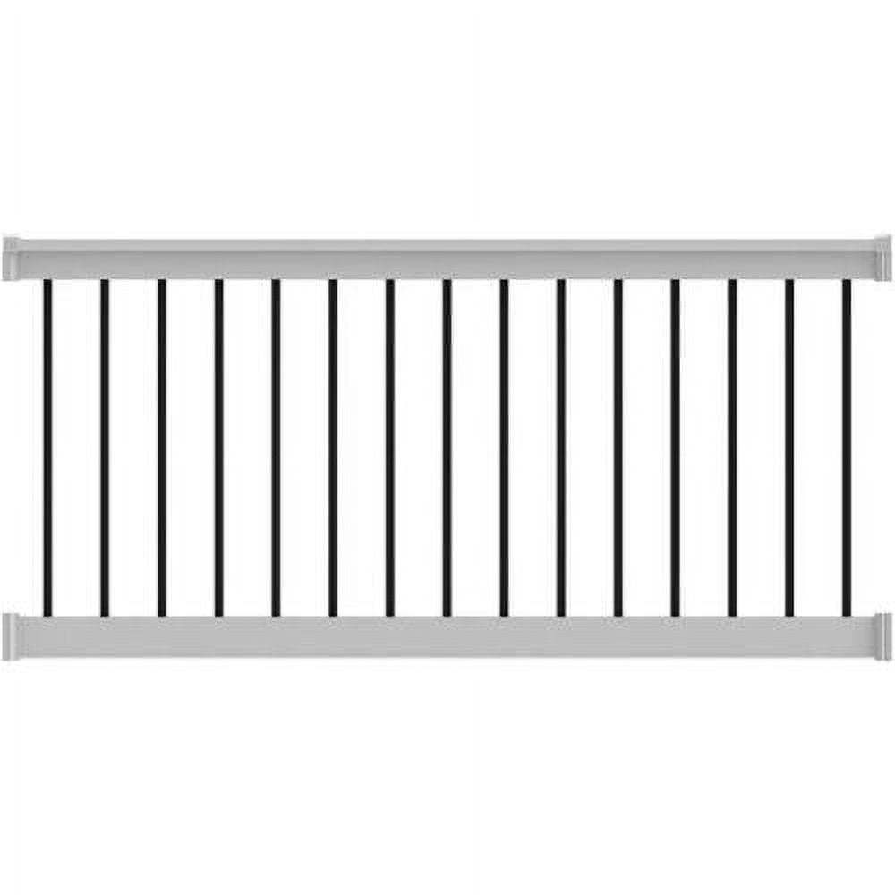 Level Rail Vinyl Kit White with Round Aluminum Balusters (4 ft. x 36 in ...