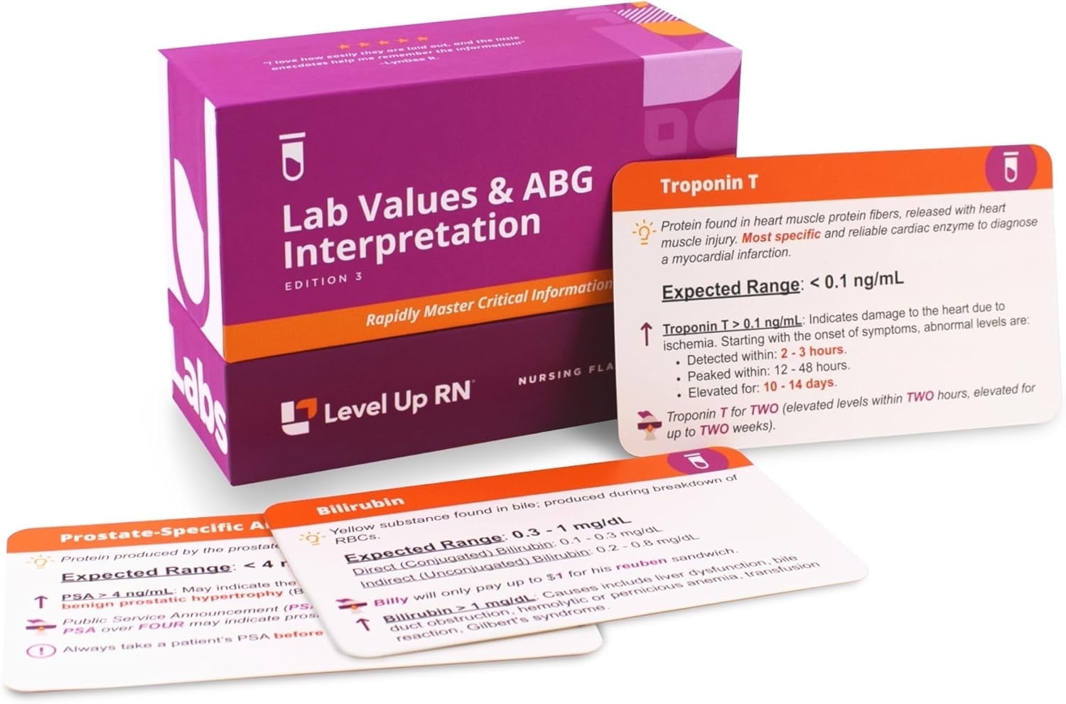 Level UP RN Lab Values & ABG Interpretation RN Flash Cards–Essential for Nursing School (89 ...