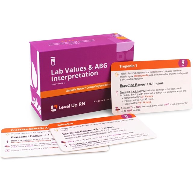 Level UP RN Lab Values & ABG Interpretation RN Flash Cards–Essential ...