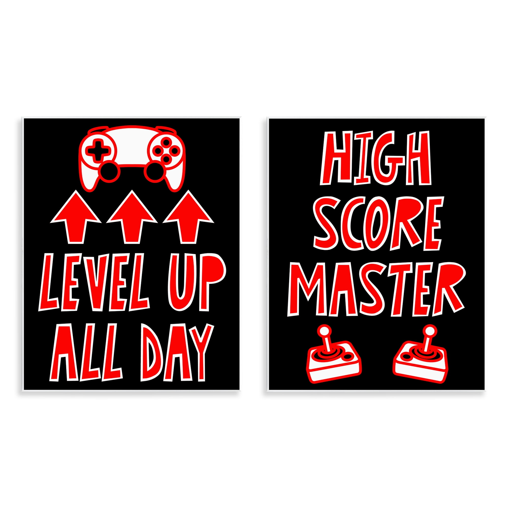 Stupell Industries Level Up High Score Gamer 2 Piece Wall Plaque Art ...