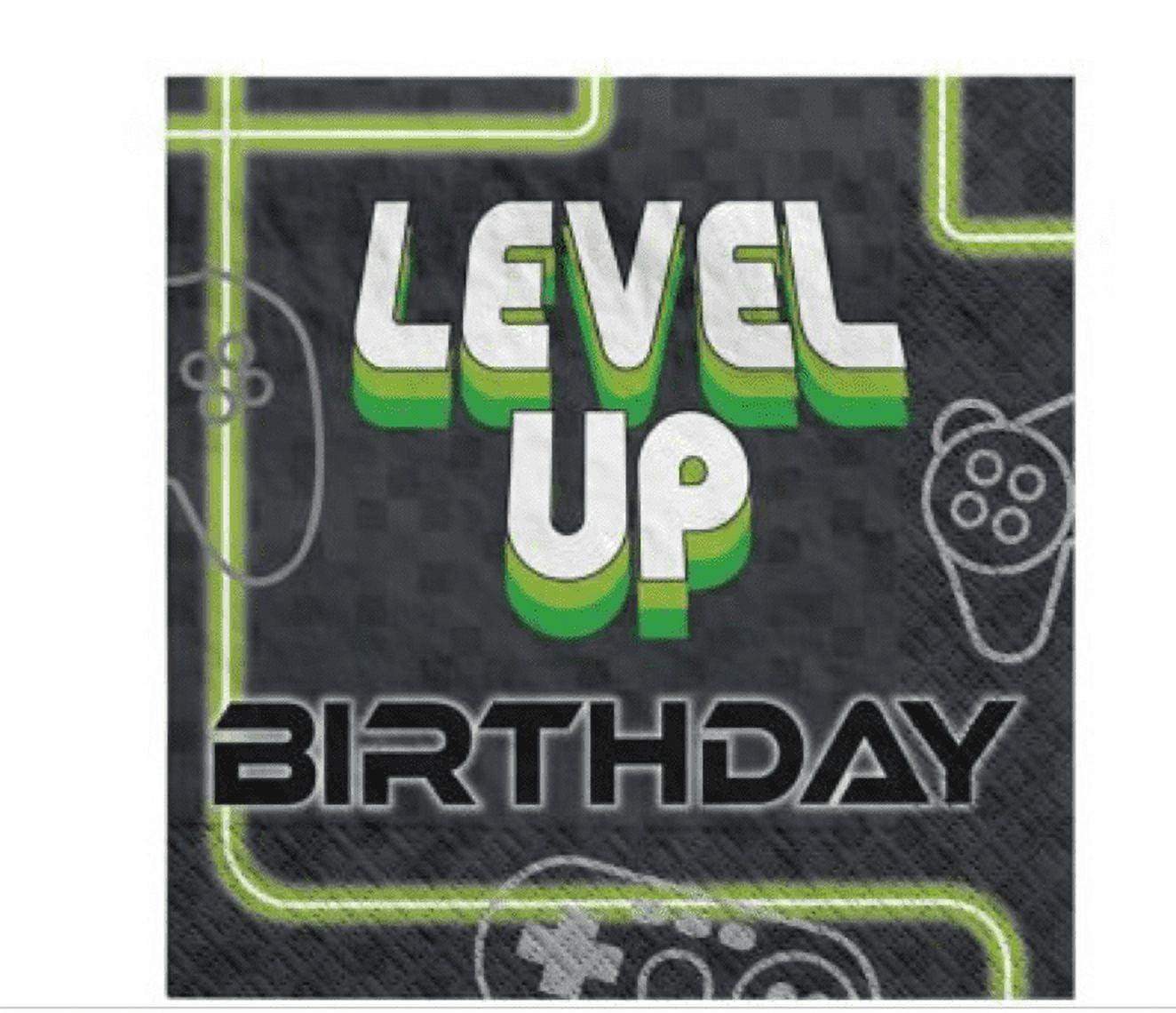 Level Up Video Game Gamer Kids Birthday Party Paper Luncheon Napkins ...