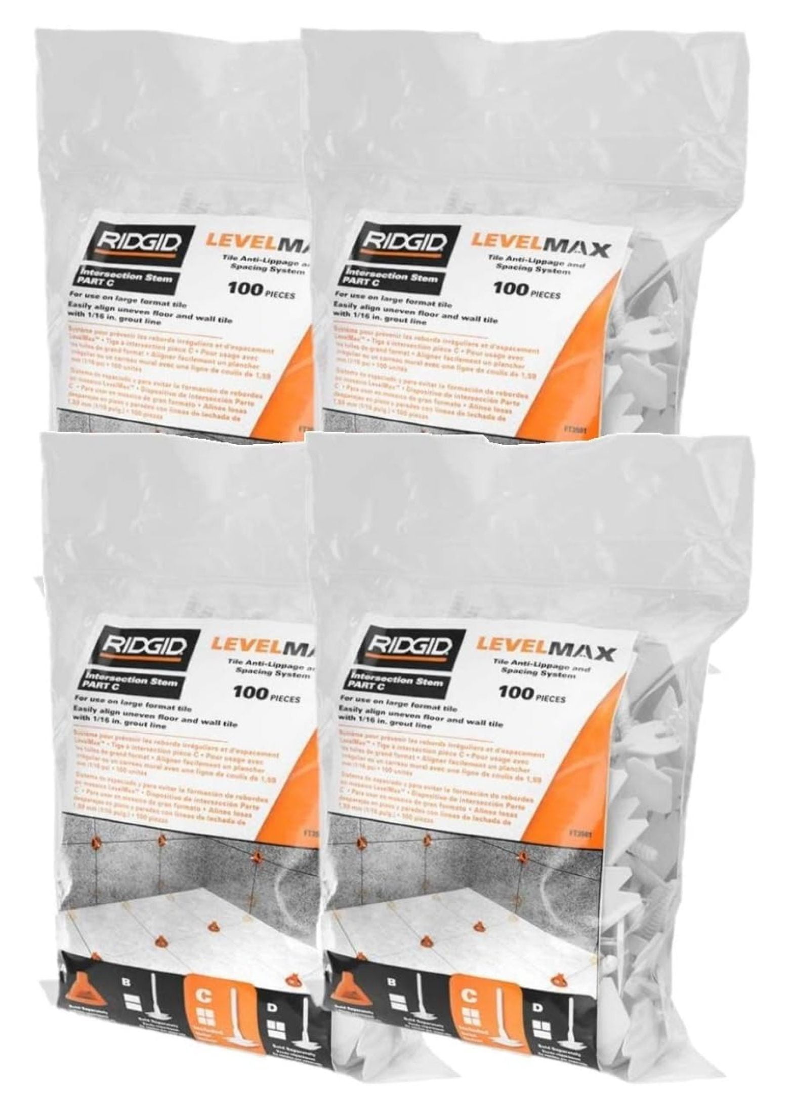 LevelMax Tile Anti-Lippage and Spacing System - Intersection Stem Part C - 400 - Walmart.com