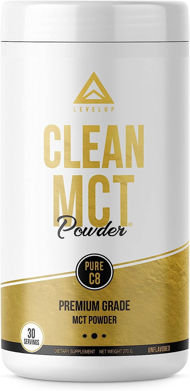 LevelUp Clean MCT Oil Powder 100% Pure C8 Caprylic Acid Triglycerides w ...