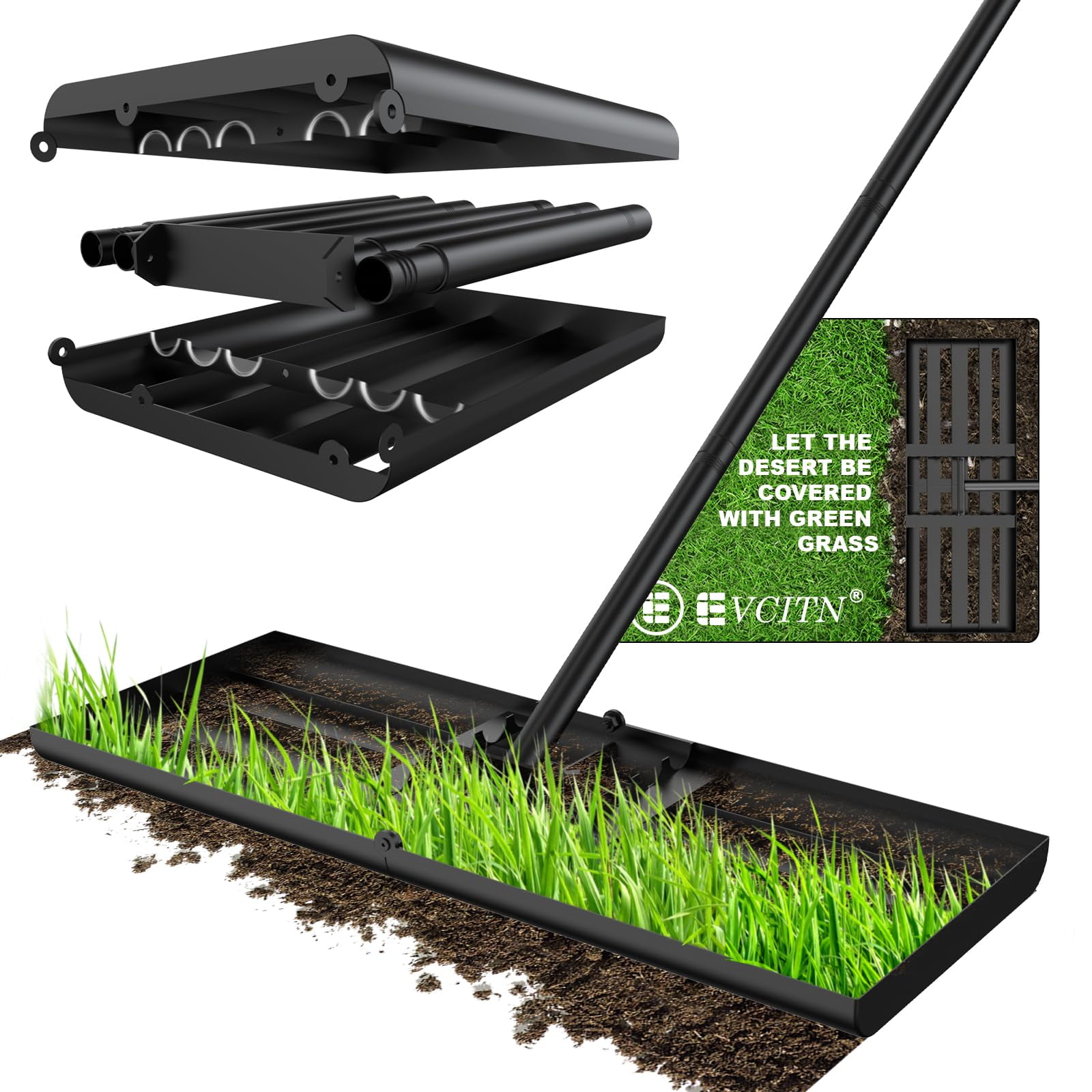 Levelawn Foldable Lawn Leveling MMF7 Rake, 7.2FT 32"x12" Heavy Duty ...