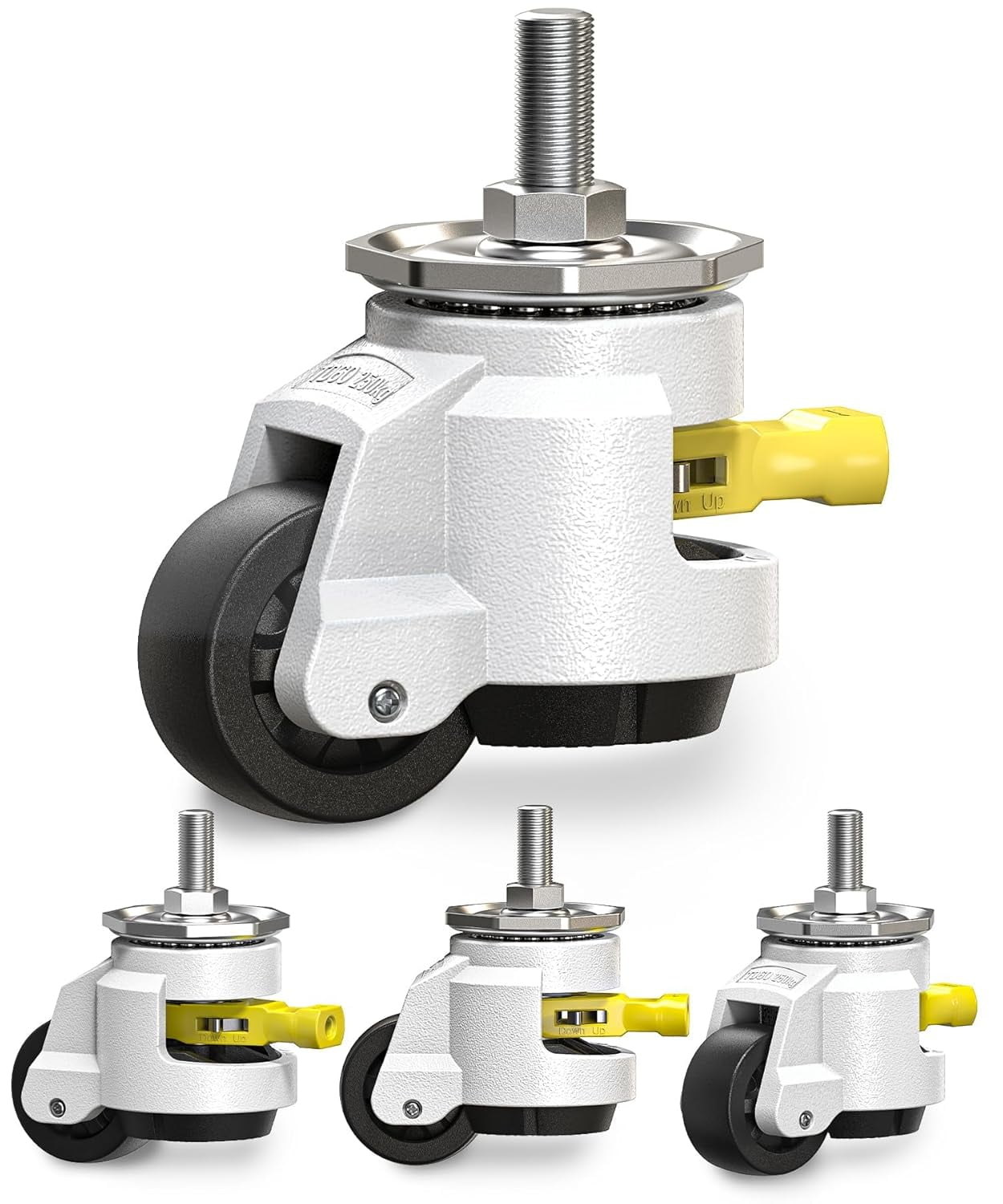 Leveling Stem Casters Set of 4 Heavy Duty Retractable Caster Wheels, 1/ ...