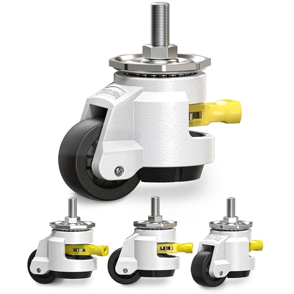 Leveling Stem Casters Set of 4 Heavy Duty Retractable Caster Wheels, 1/ ...