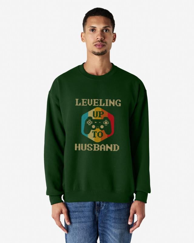 Leveling Up To Husband Sweatshirt with Gamer Wedding Theme Design, for ...