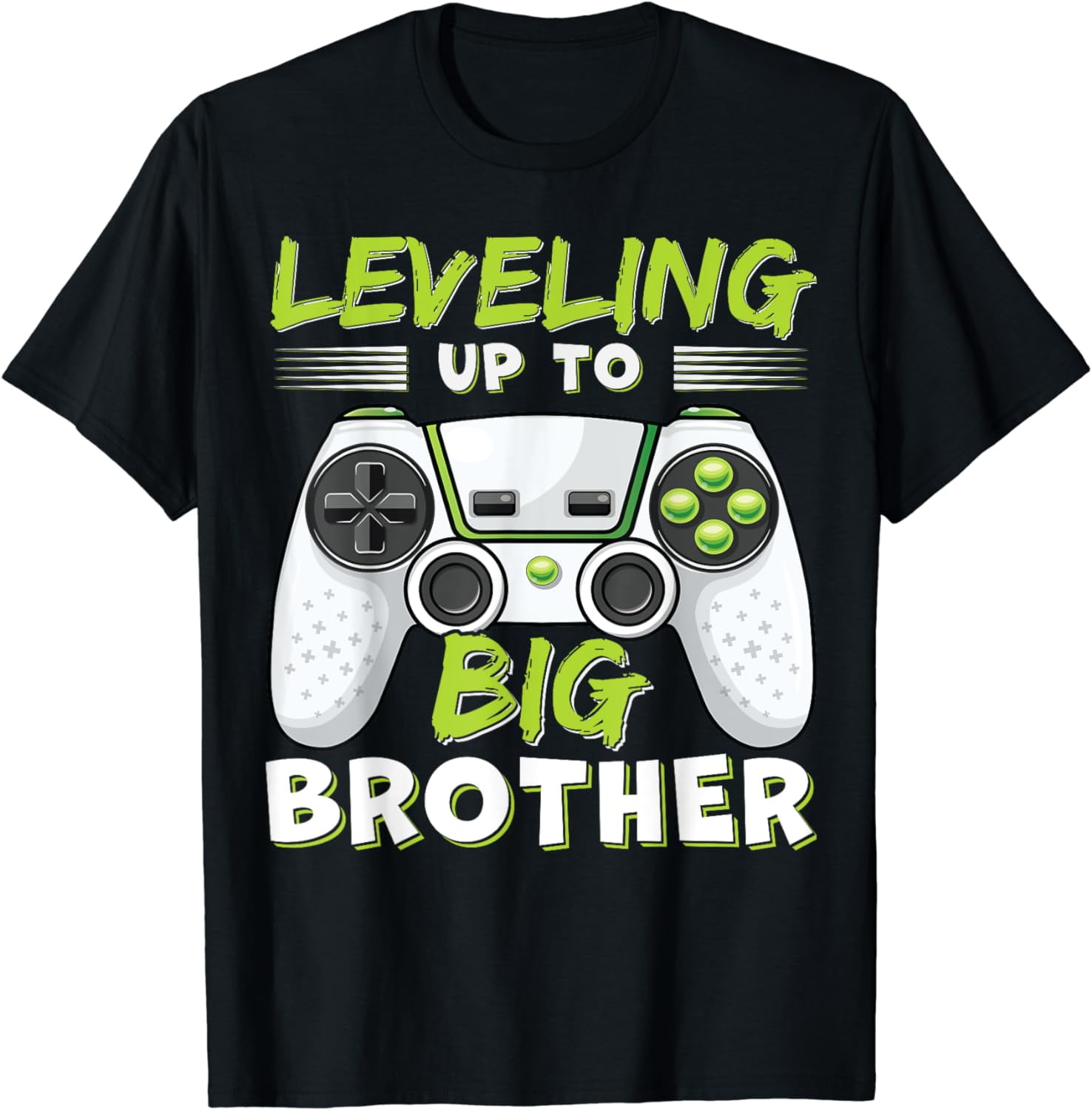 Leveling Up to Big Brother T-Shirt Graphic & Letter Print T-Shirt ...