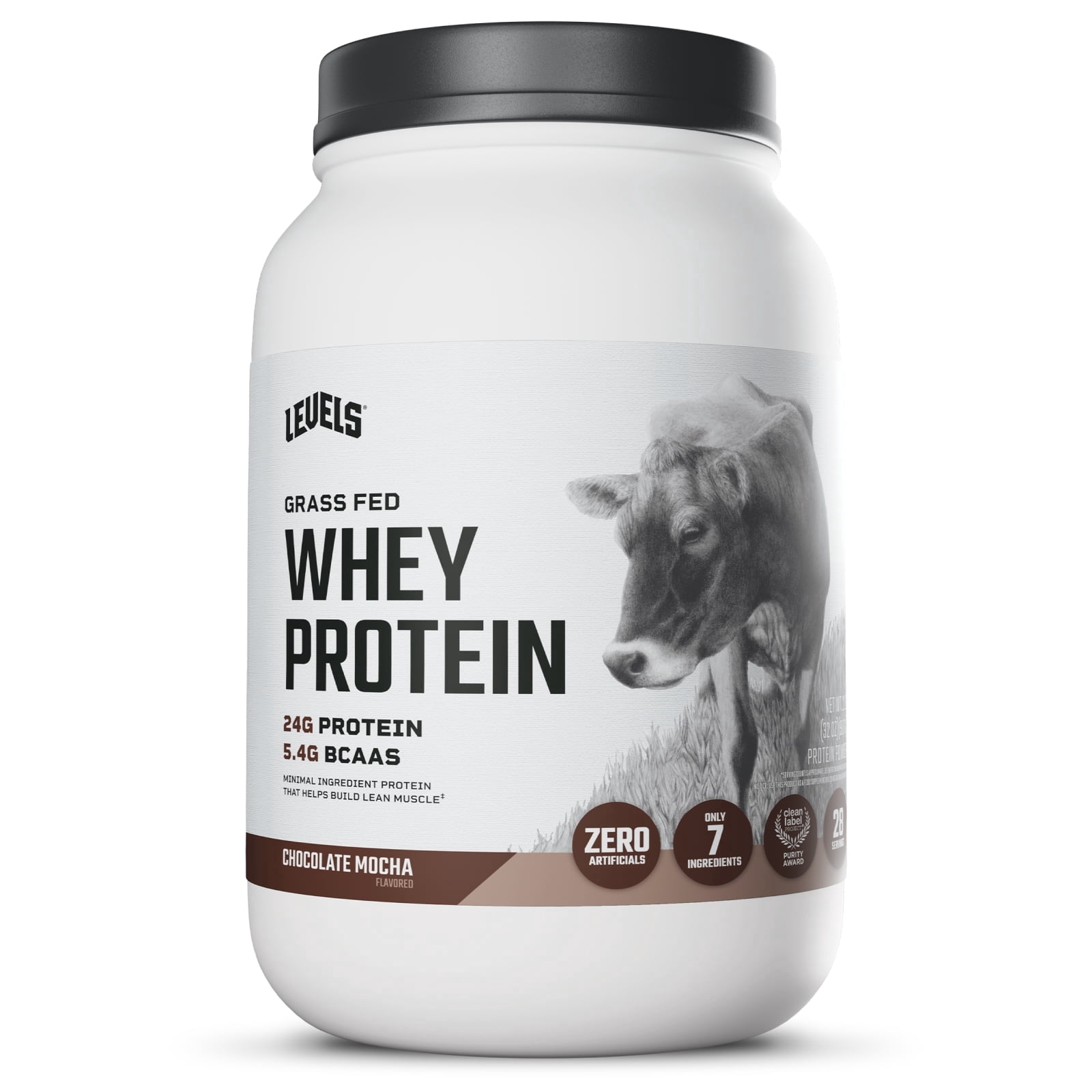 Levels Grass Fed Whey Protein Powder, 2LB, No Artificials, 24G ...