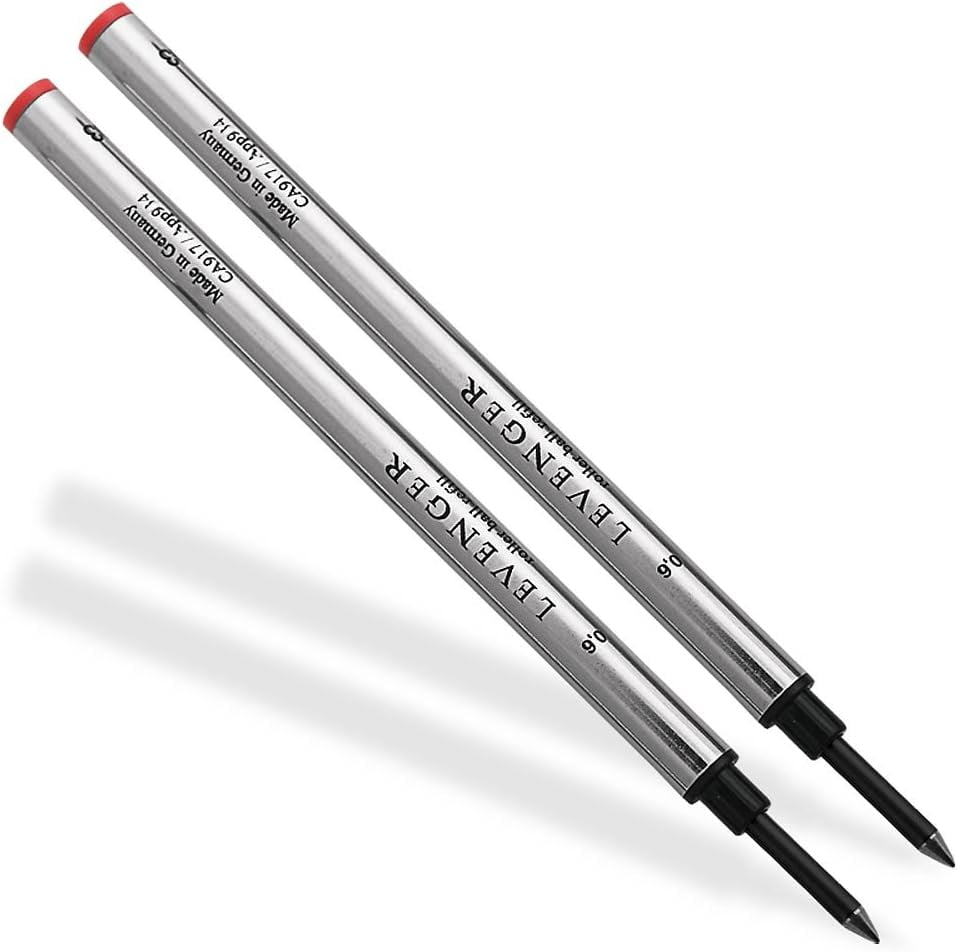 Levenger 2 Rollerball .6mm Refills Safety Ceramic, Red Fine (PR1590 RD ...