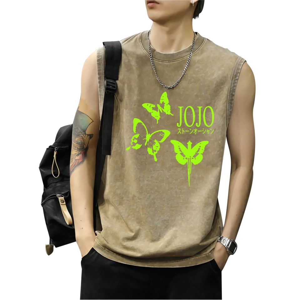 Leveorch Anime Washed Tank Top Kujo Jotaro Tank Top Anime Jojo Summer ...