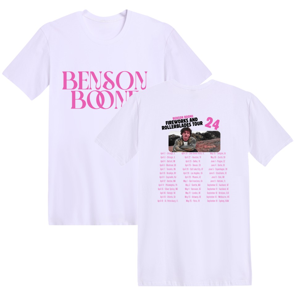 Leveorch Benson Boone Merch T-Shirt Fireworks and Rollerblades World ...